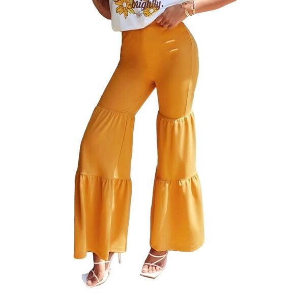 Boutique | Pants & Jumpsuits | Boutique Womens Western Yellow Tiered ...